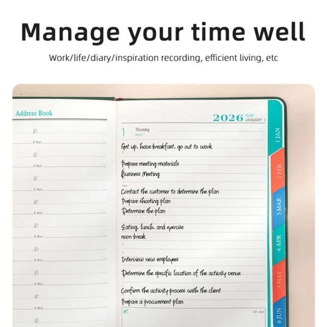 2026 DAY PLANNER 2026 Leather Academic Journal Notebook with 360 Pages ...