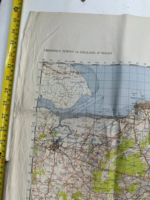 ORIGINAL WW2 BRITISH Army OS Map of England - War Office - East Kent ...