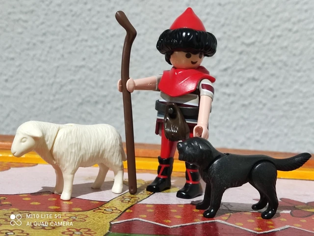 PLAYMOBIL FIGURA PASTOR Oveja Perro Medieval Medievales Belen Figuras ...