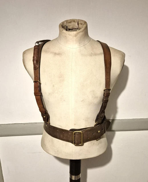 WW1 BRITISH ARMY Officers Leather Sam Browne Double Shoulder Straps ...
