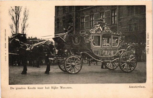 CARTOLINA CPA DE gouden Koets voor het Rijks Museum ROYALTY OLANDESE ...