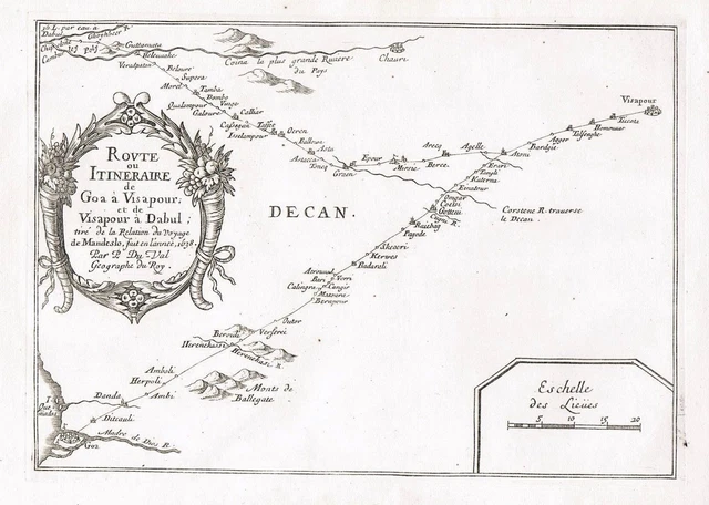 1677 - GOA Dabul India Dabhol India Map Card Copperplate Duval Carte ...