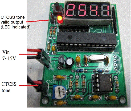 CTCSS DECODER KIT with 4 digit LED display - tone valid outputs & LED ...