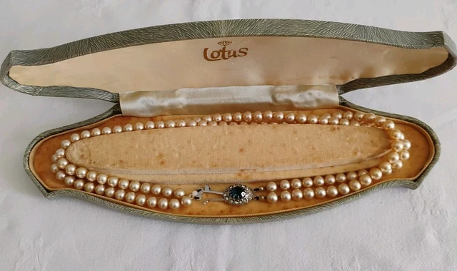 VINTAGE LOTUS DOUBLE Strand Simulated Pearls In Box. Made In England £5 ...