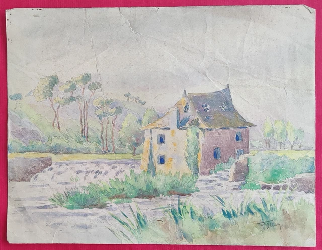 AQUARELLE SIGNÉE à identifier Maison Paysage EUR 3,00 - PicClick FR