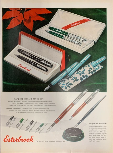 VINTAGE 1955 ESTERBROOKTHE World's Personal Fountain Pen Print Ad ...