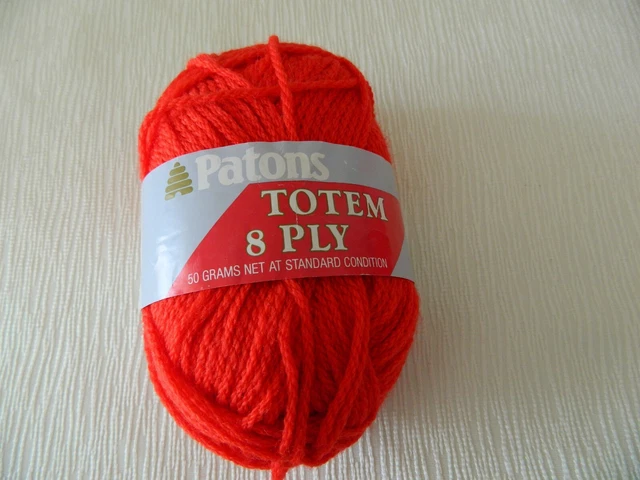 YARN PATONS TOTEM Pure New Wool 8ply Red Colour Made In Australia $12. ...