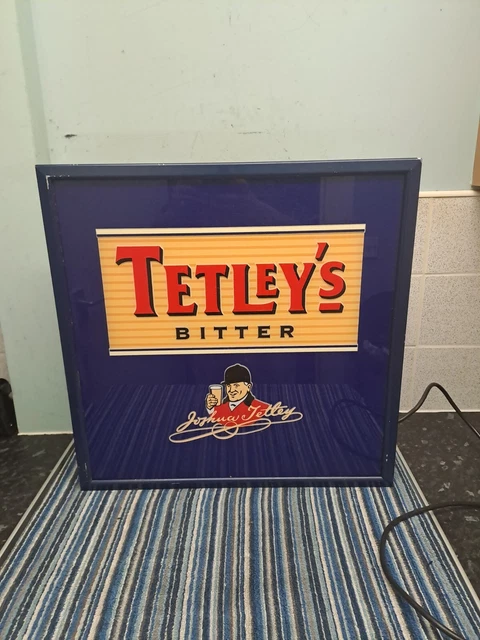 LARGE VINTAGE ORIGINAL Tetleys Bitter Beer Pub Illuminated Sign - Man ...