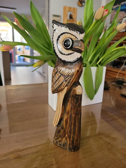 HÜBSCHE EULE AUS Holz 28 cm hoch EUR 10,00 - PicClick DE