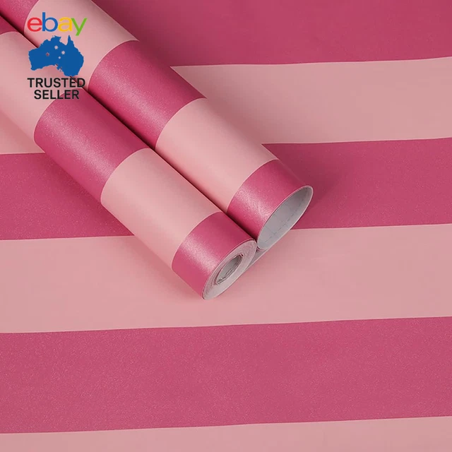 ROSE PINK AND White Stripes Peel & Stick Shelf Liner Removable Contact ...