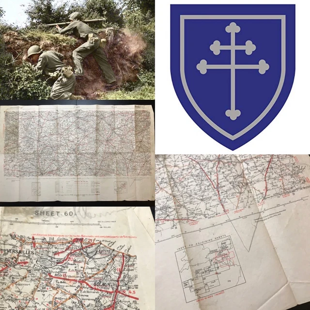 WWII RARE NAMED 79th Infantry Division D-Day Le Mans France Combat Map ...