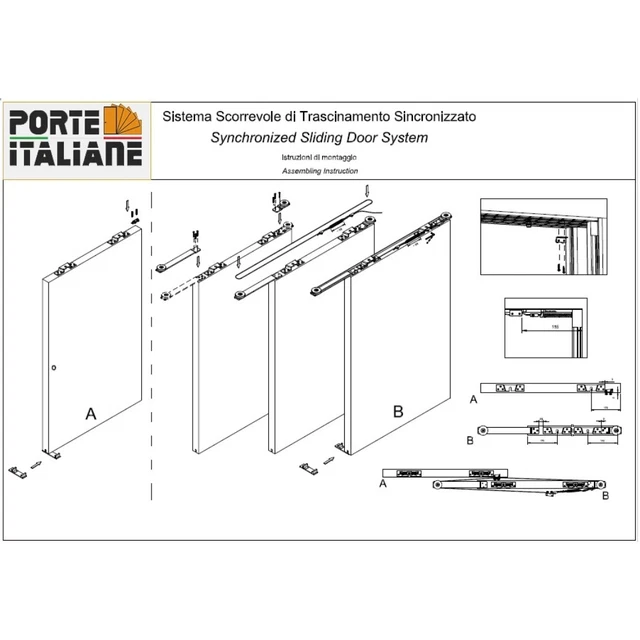 SYNCHRONIZED DRAG SLIDING System Kit Double Sliding Door £74.87 ...