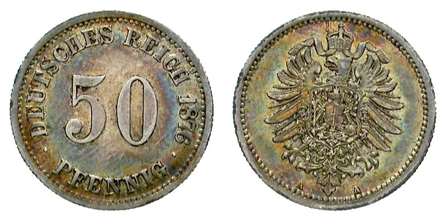 IMPERIO ALEMAN. 50 Pfennig. 1876 A-A. Buena Conservacion. Bella Patina ...