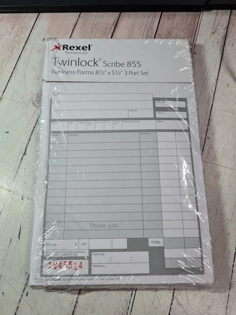 REXEL TWINLOCK SCRIBE 855 Sales Receipt 3 Part Refill Pack of 75 Opened ...