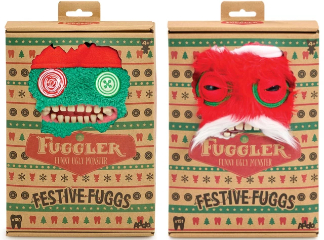 2X FUGGLER FESTIVE Fuggs - SANTA & ELF Funny Ugly Monster Plush Toys £ ...