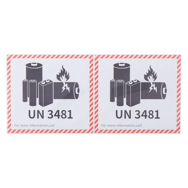 RED BATTERY FIRE Labels 4.7 "x 4.3" Transport Warning Label Office £2. ...