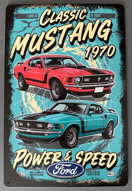 FORD MUSTANG 1970 metal sign 30x20cm Garage Vintage Man Cave Shed £12. ...