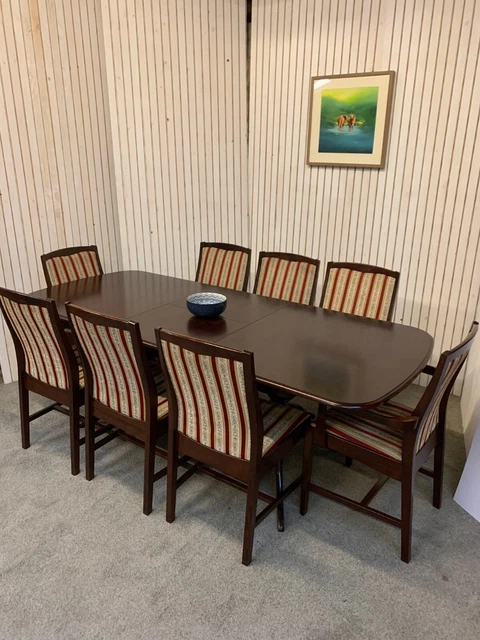 VINTAGE CLASSIC STAG Extending Dining Table 2 Carvers And 6 Dining ...