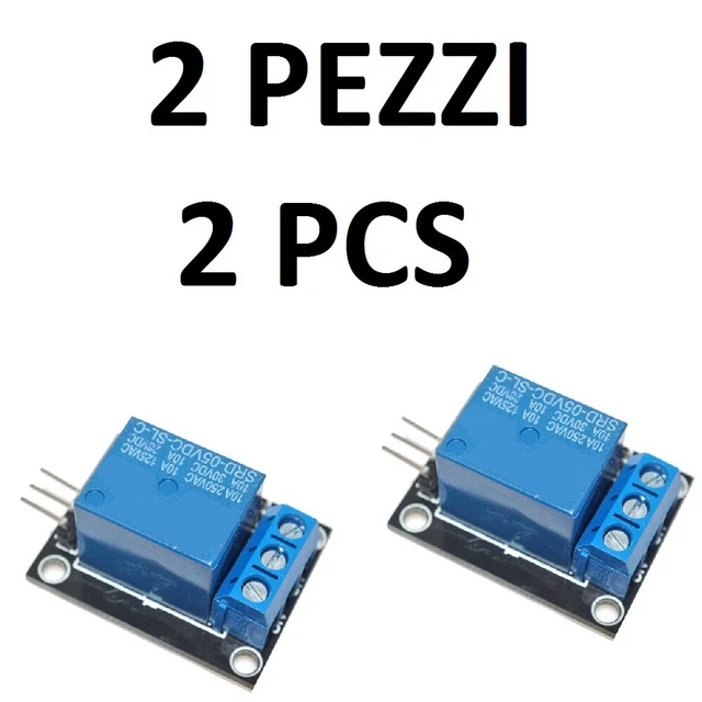 2PZ MODULO SCHEDA Rele' Arduino 12V Dc A 1 Canale 125V 220V 250V 10A ...