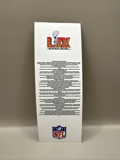SUPER BOWL LIX Commemorative Ticket Replica 2025 - KC Chiefs Phi Eagles $24.19 - PicClick AU