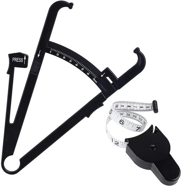 BODY FAT CALIPER and Body Measuring Tape, 2 in 1 Skinfold Calipers ...