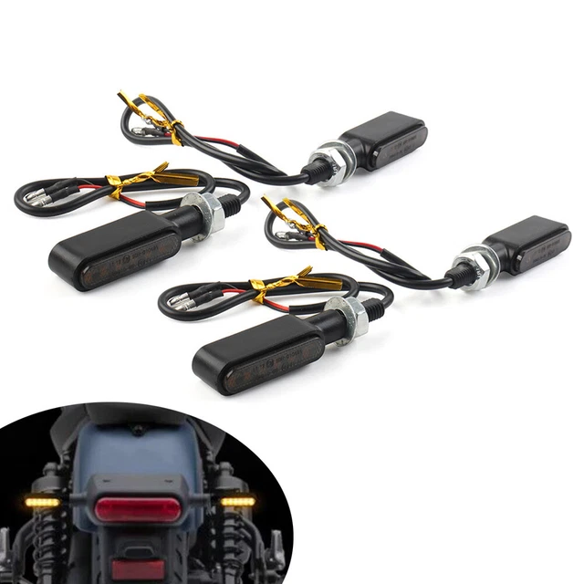 FOR CAFE RACER Bobber 4x LED Mini Turn Signal Amber Light Running ...