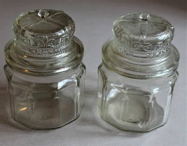 1930S ROYAL CORONATION Pair Crown Glass Storage Jars Edward VIII/George ...