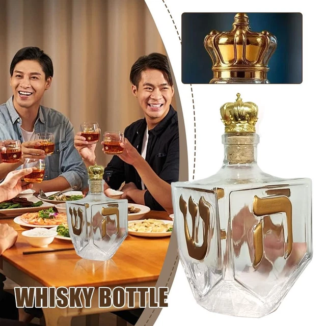 HANUKKAH 2025 DREIDEL Whiskey Bottle Glass Whiskey Bottle Decanter Good ...