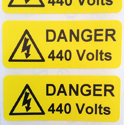 ELECTRICAL SAFETY WARNING Labels - 400V Voltage Labels - Yellow 50mm x ...