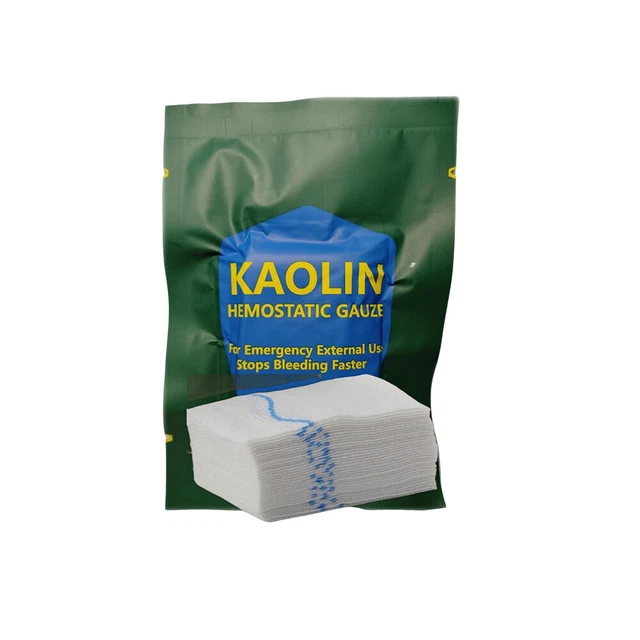 HEMOSTATIC KAOLIN GAUZE Wound Dressing Z-Fold Soluble Gauze First Aid ...
