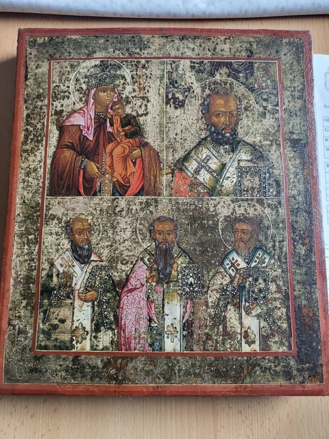 ANTIKE RUSSISCHE 3-FELDER-IKONE 18./19.Jhd. 27×31,5 cm EUR 299,00 - PicClick FR