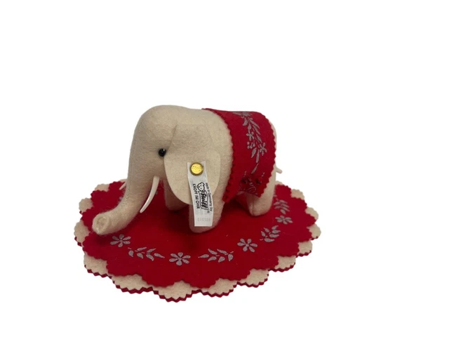 STEIFF TIER 420313 éléphant sur coussin à aiguille 8 cm. Excellent état ...