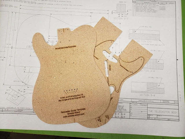 TELECASTER GUITAR ROUTER Template CNC Laser Cut W Blueprints 19 00 TELECASTER GUITAR ROUTER Template CNC Laser Cut W Blueprints 19 00