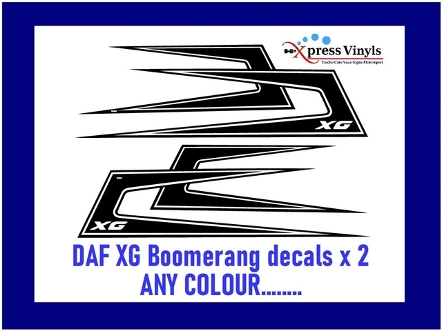 DAF BOOMERANG TRUCK decals x 2. Different styles. ANY COLOUR. fits XF ...