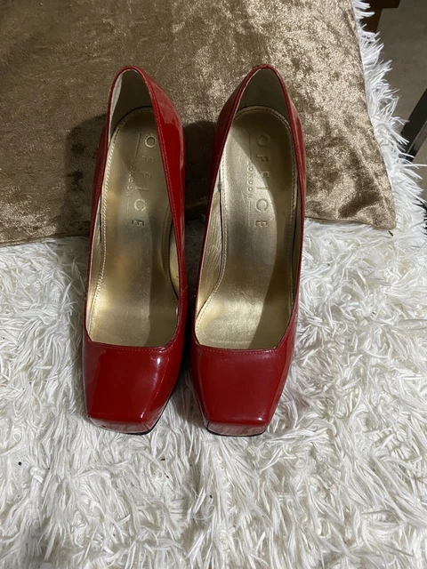 OFFICE DARK RED Patent Leather Square Toe Heels Size 5/38 £15.00 ...