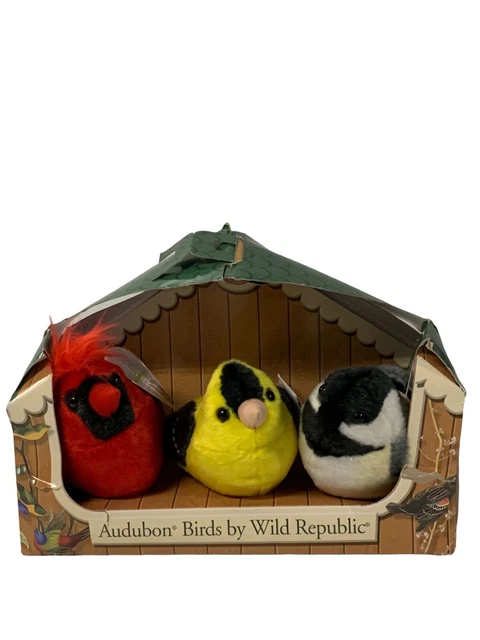 WILD REPUBLIC AUDUBON 3 Birds Plush Cardinal Goldfinch Black Cap ...