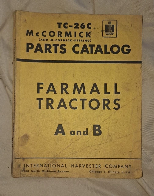 RARE VINTAGE MCCORMICK Parts Catalog Deering International TC-26C ...