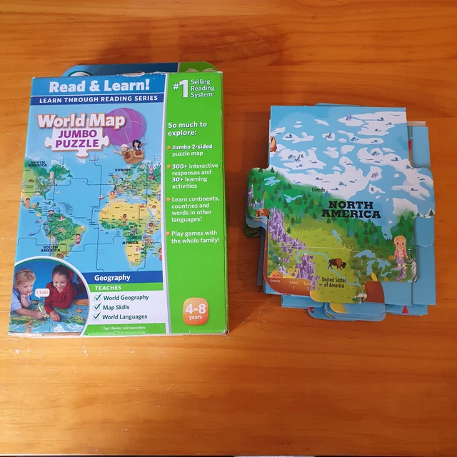 LEAP FROG KIDS Learning Tag Interactive World Map Jumbo Double-Sided ...