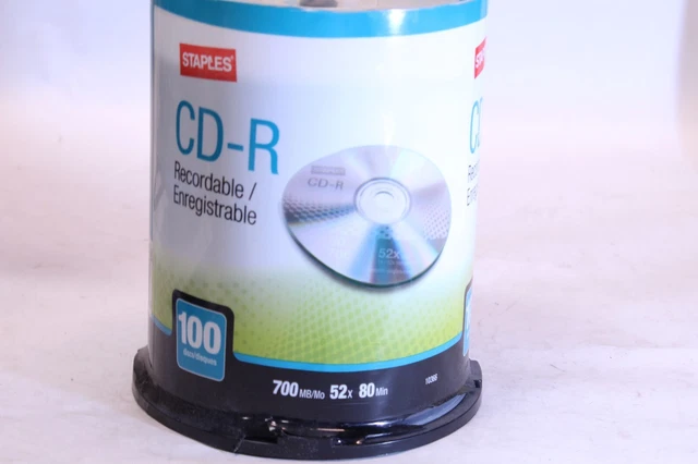 STAPLES CD-R 700MB 52X 80Min 100 Pack Writable Discs $9.00 - PicClick