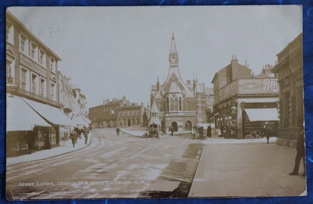 POSTCARD LUTON, GEORGE Street & Corn Exchange posted 1910 £6.00 ...