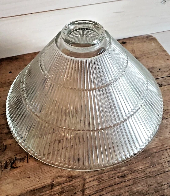 INDUSTRIAL LARGE CEILING Clear Glass Shade Pendant Light Fixture Ribbed ...