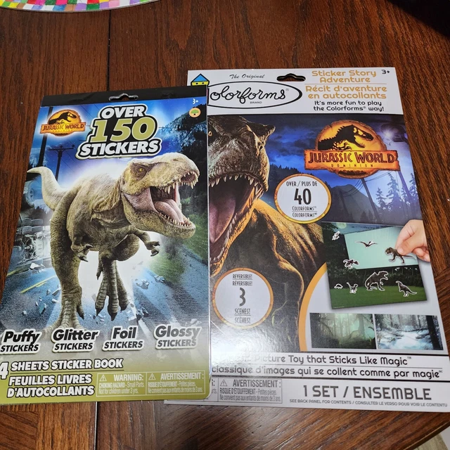 COLORFORMS JURASSIC WORLD Dinosaur Sticker Story Adventure Book Bonus ...