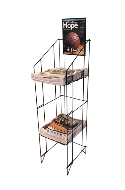 WIRE NEWSPAPER RACK Magazine Stand Literature Holder Book Magazine ...