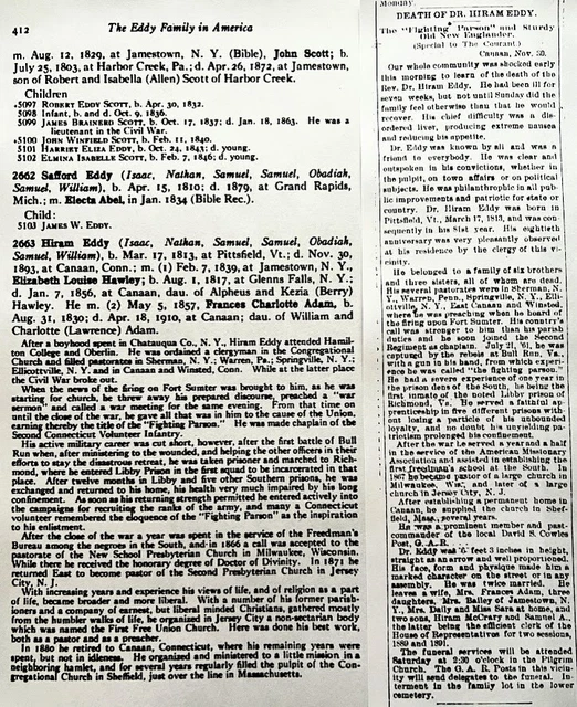 CIVIL WAR POW Libby Prison Chaplain Clergyman Pastor Hiram Eddy ...
