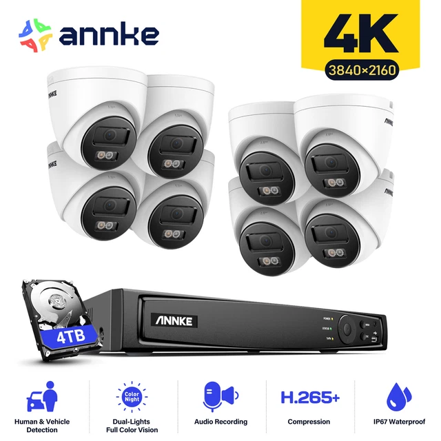 ANNKE 4K 8MP POE Caméra Surveillance Sécurité 8CH NVR Extérieur ...
