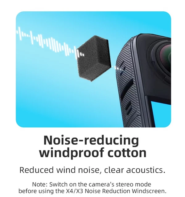 FOR INSTA 360 X4 X3 Mic Wind Muff Camera Audio Noise Reduction ...