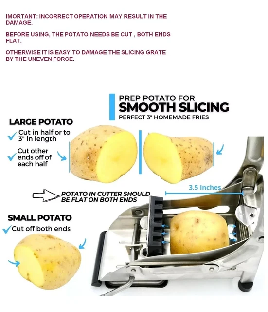 POTATO CHIPPER CHIP Chopper Cutter Slicer Maker & 2 Steel Edges 🍟 ...