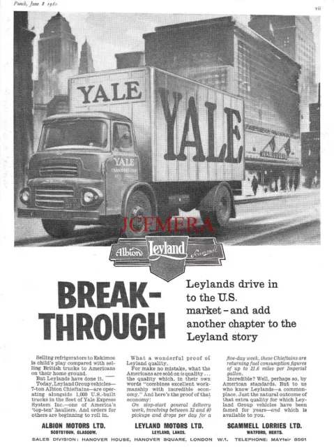 LEYLAND ALBION SCAMMELL Commercial Vehicles ADVERT #4 1960 Print Ad 692 ...
