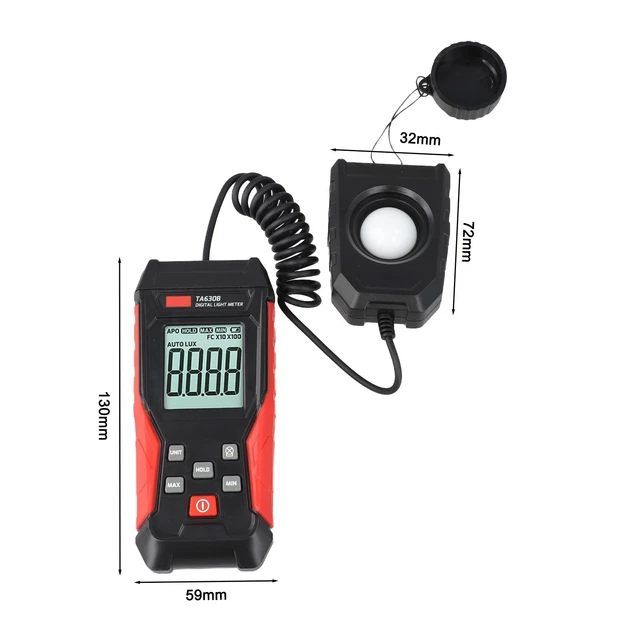 DIGITAL LUXMETER TA630B for Measuring Visible Light with Lux Footcandle ...