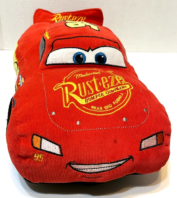 DISNEY PIXAR CARS Movie Lightning McQueen Plush Red Car Pillow 18 ...